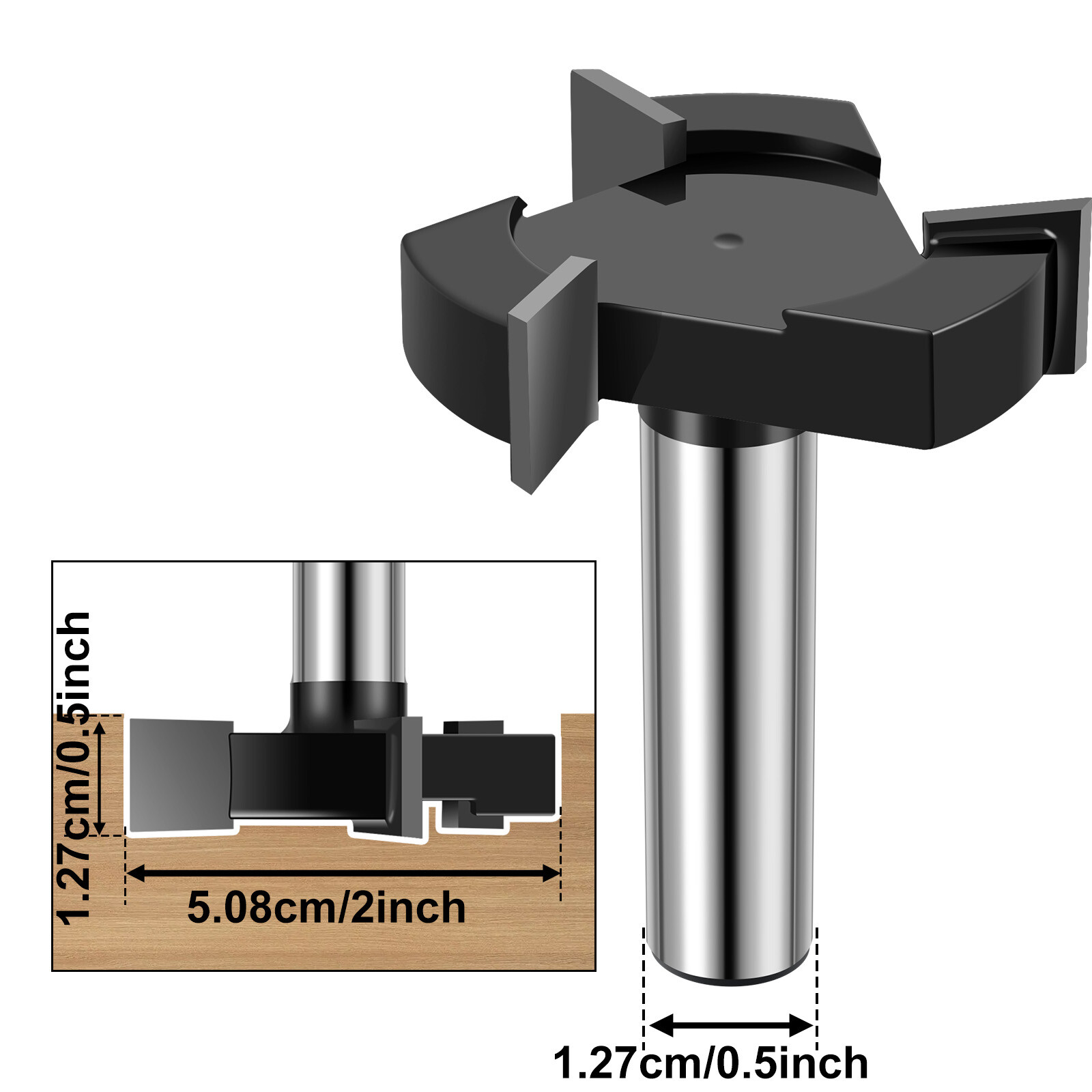 1/2inch Shank CNC Spoilboard Surfacing Router Bit 3-Wing Woodworking ...