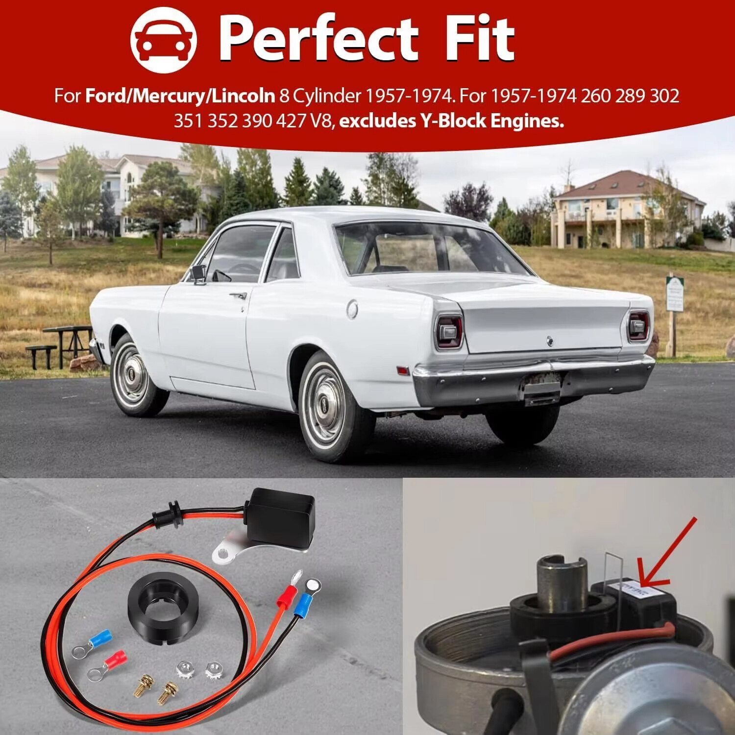 Ford V8 Ignition Points-to-Electronic Conversion Kit Ignitor Pertronix ...