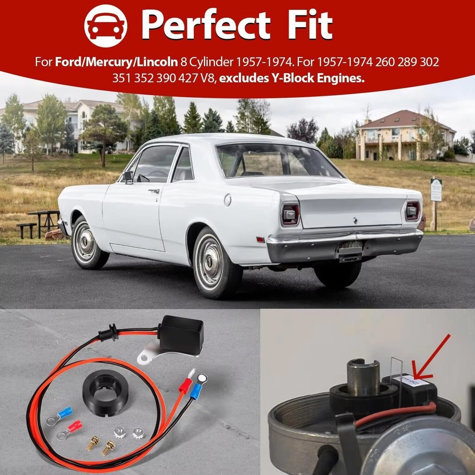 Ford V8 Ignition Points-to-Electronic Conversion Kit Ignitor Pertronix ...