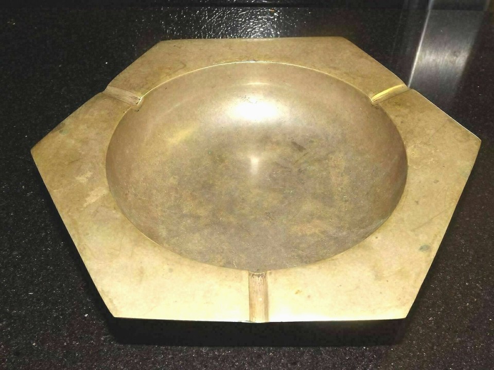 Vintage Solid Brass Ashtray Hexagon shape - Six Sides | eBay