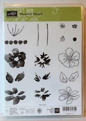 Stampin Up PENNED & PAINTED stamps NEW flowers watercolor stems ladybug ...