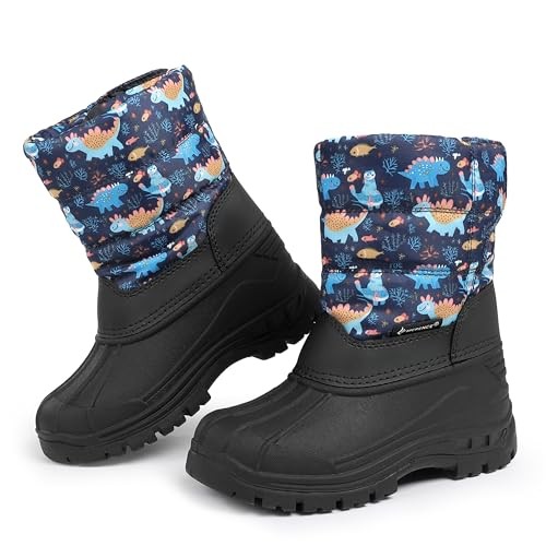 Boys Girls Snow Boots Winter Waterproof Resistant 9 Toddler Dinosaur ...