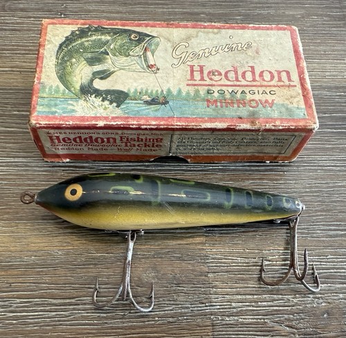 Vintage Heddon Zaragossa Frog Pattern Minnow Wood Fishing Lure W/ Box ...