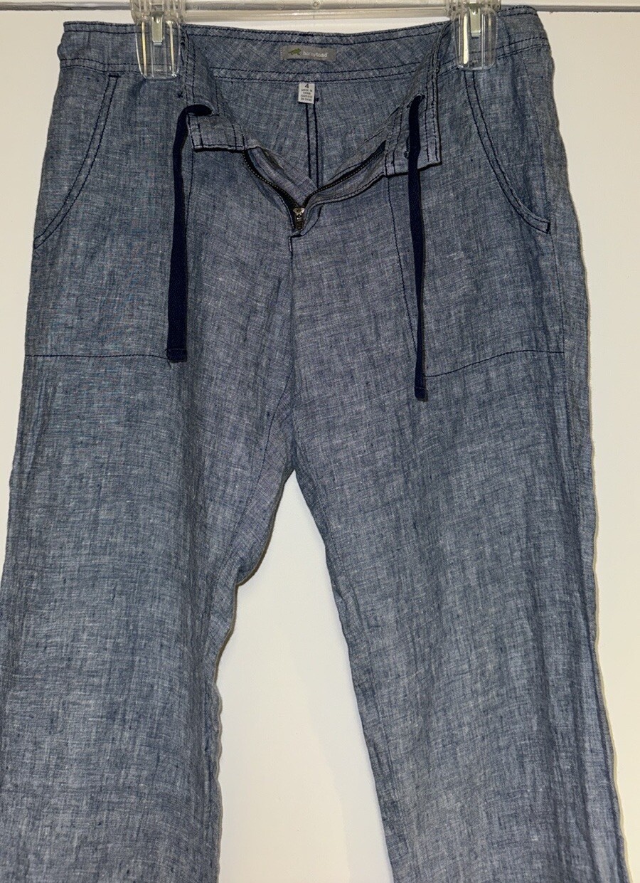 hornytoad Linen Chambray Lithe Capri Blue Denim Look Lightweight Sz 4 ...