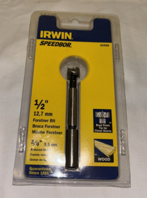 Irwin Speedbor 1/2" Forstner Bit w/ 3/8" shank - 42908 | eBay