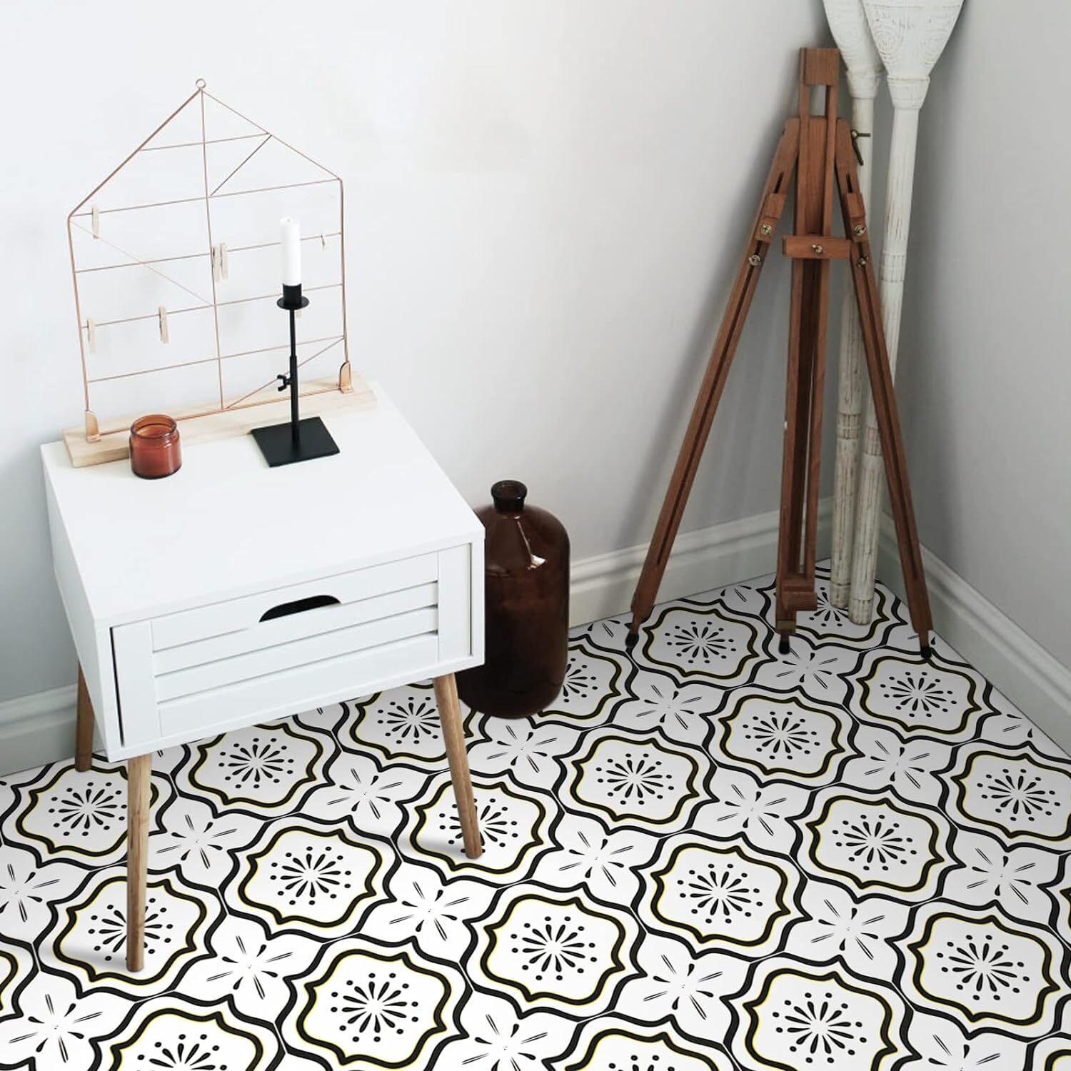 Peel and Stick Floor Tiles Vinyl Flooring Self Adhesive Floor Tile for ...