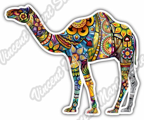 Cheerful Camel Abstract Ornament Colorful Car Bumper Vinyl Sticker ...