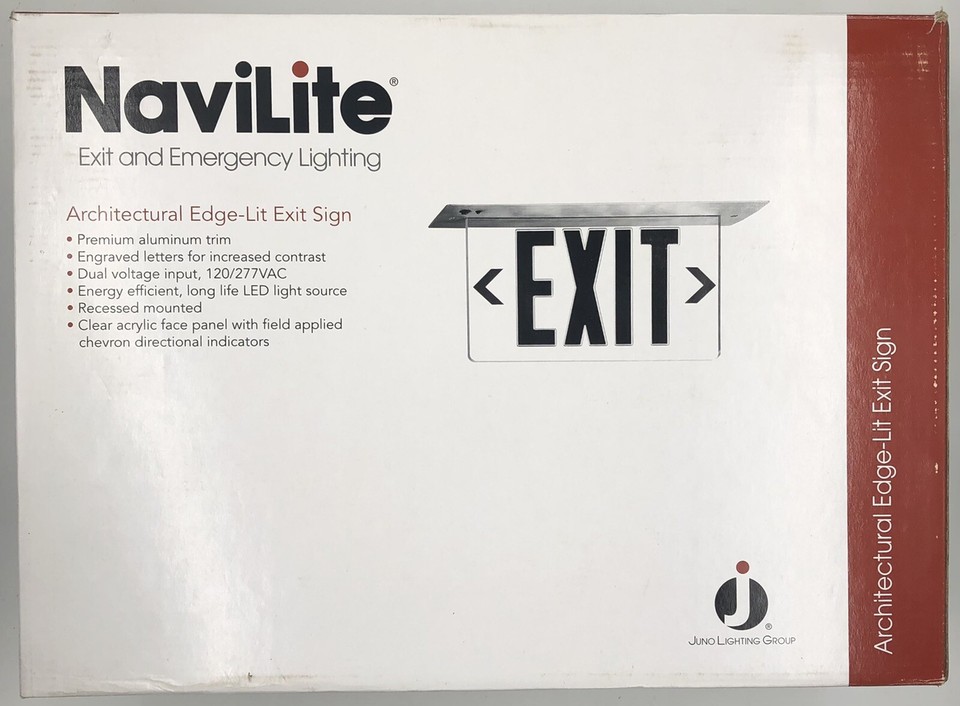 Juno Navilite NXECRB1RWH Recessed Ceiling Mount Edge-Lit LED Exit Sign ...