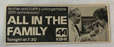 1980 KBHK tv ad~ ALL IN THE FAMILY Archie and Edith's 25th anniversary ...