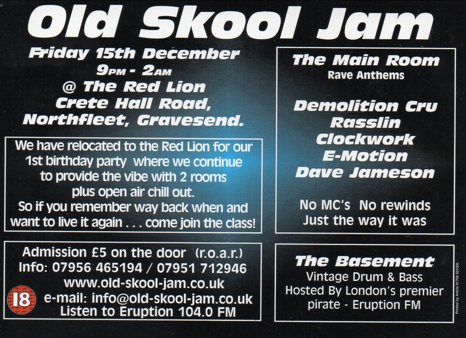 OLD SKOOL JAM 15/12 Classic Rave Flyer | eBay
