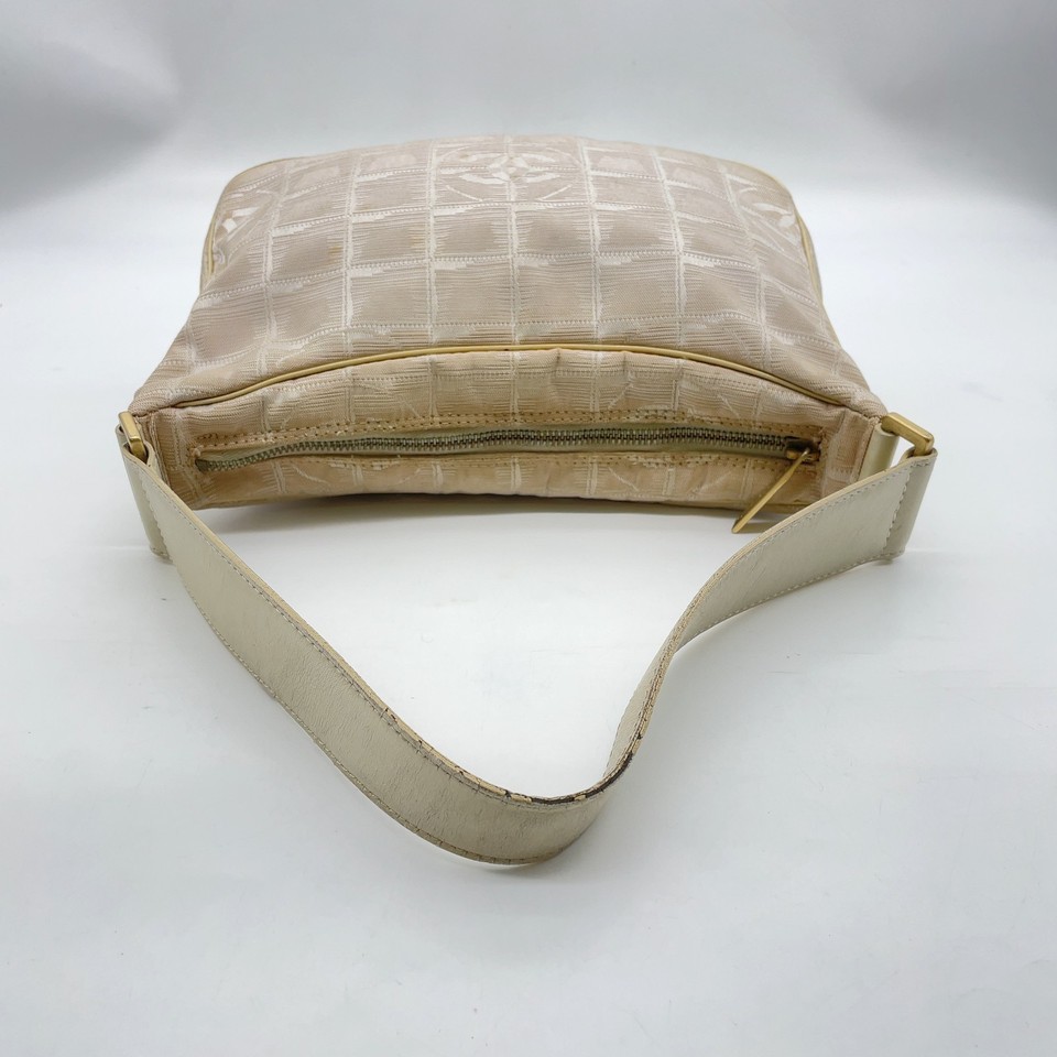 Auth Chanel New Travel Line One-Shoulder Hobo Bag Nylon Canvas W/Box ...