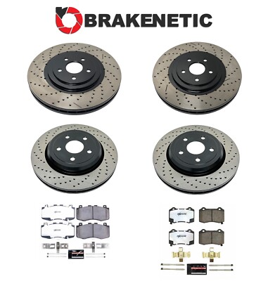 F&R BRAKENETIC Drilled Brake Rotors+Ceramic Pads Hellcat Trackhawk 56. ...
