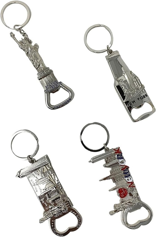 12 Pack New York City Metal Keychains KeyRing Souvenir Collection, NYC ...