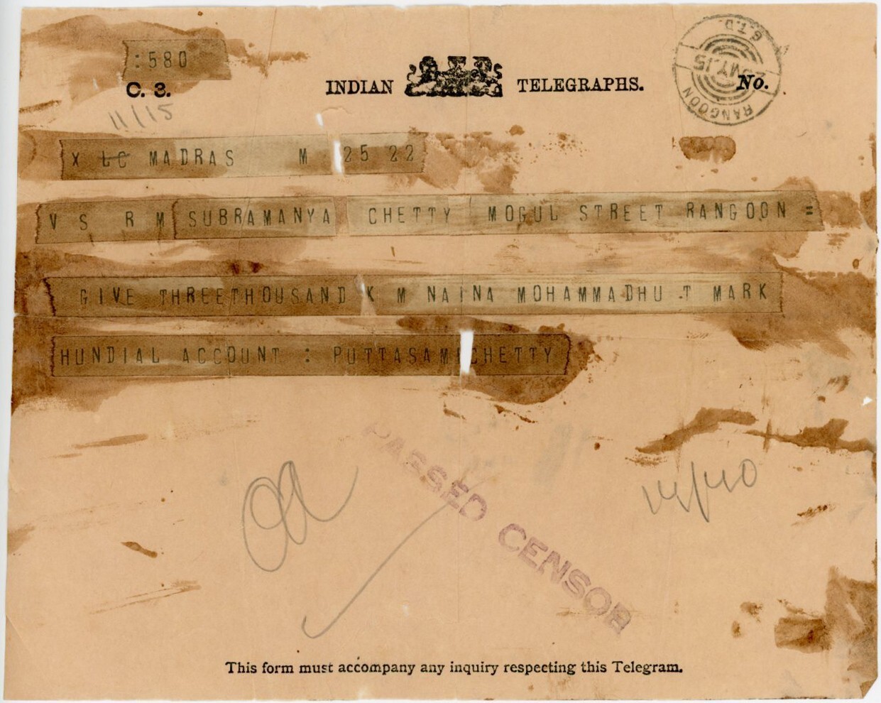 BURMA WW1 CENSORED TELEGRAMS 4 DIFFERENT 1915-19 FIVE ITEMS | eBay UK