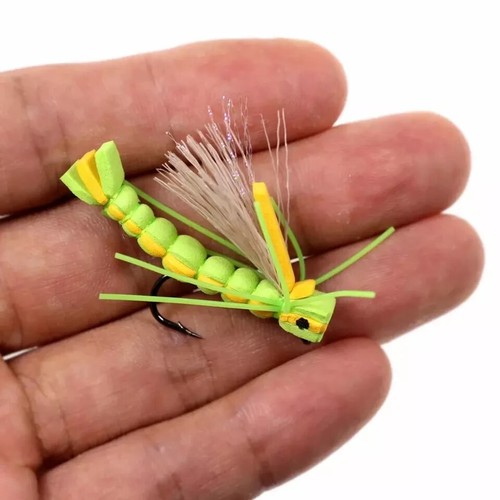 Hopper Foam Grasshopper Trout Fly ~ 3 Flies/box ~ Size #4 barbed ~ FREE ...