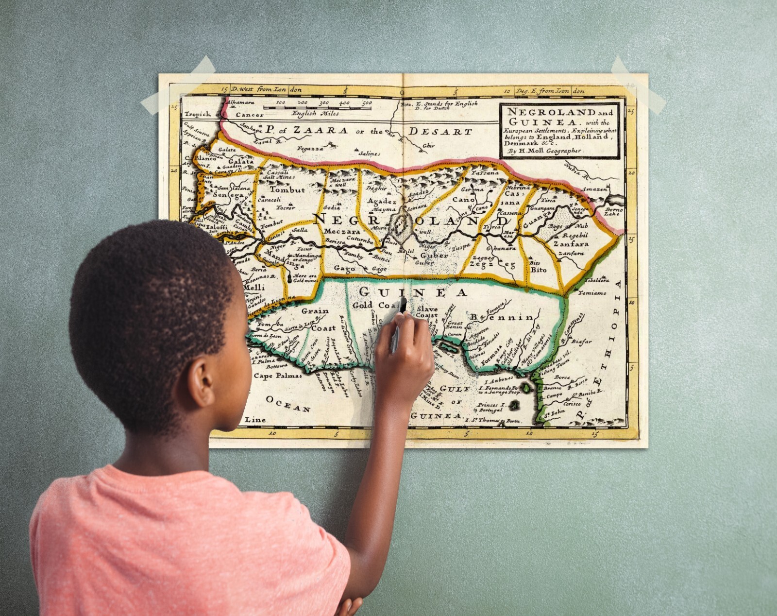 Negroland and Guinea Map 1736 West African American History Slave Trade ...