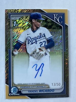 /50 YANDEL RICARDO 2024 BOWMAN CHROME 1ST AUTO GOLD SHIMMER PROSPECT ...