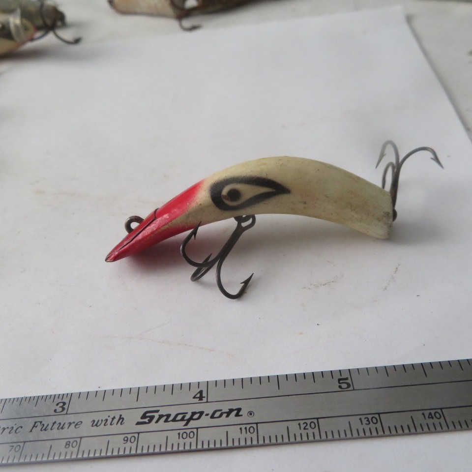 FISHING LURE KAUTZKY 2½" WOOD LAZY IKE-2 EYE REDHEAD & WHITE | eBay