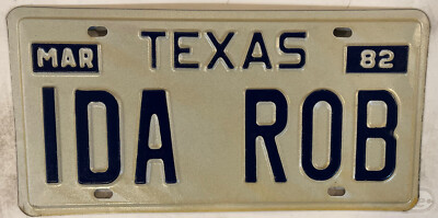 Vanity IDA ROB ROBERT license plate Adelaida Adelaide Robby Robbie ...