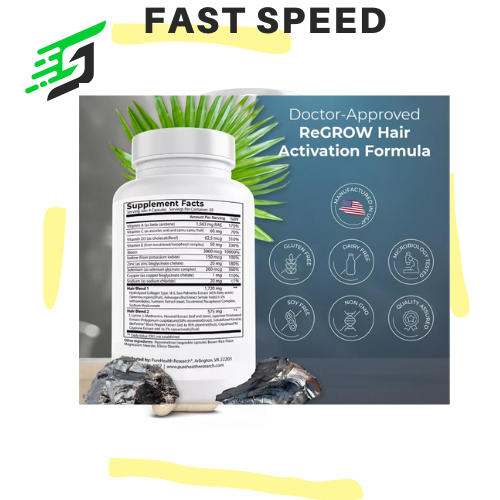 ReGrow Hair Growth Vitamins with Biotin, Hair Supplement by PureHealth ...