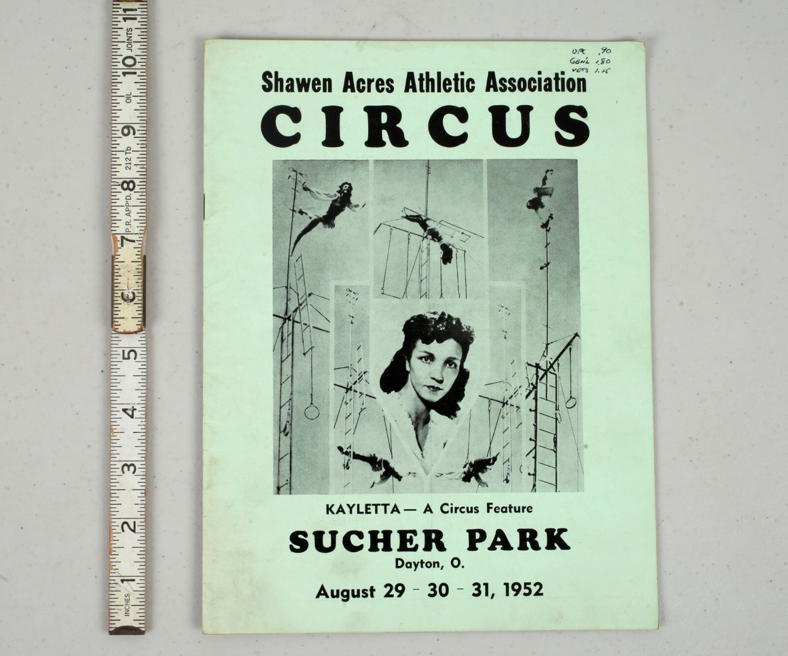 1952 Shawen Acres Athletic Asso. Circus Program Sucher Park Dayton ...