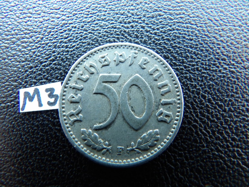 50 penning 1944 F Coin Rare Old WWII Antique Germany 3 Reich SS Nazi ...