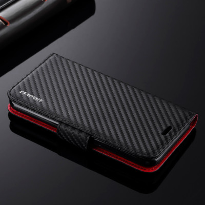 Luxury for iPhone Samsung Carbon Print Flip Case Magnetic Wallet ...