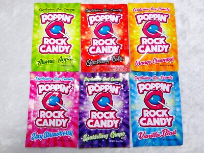 Rock Candy Pop Fizzing Candy Edible Apple Cola Orange Strawberry Grape ...
