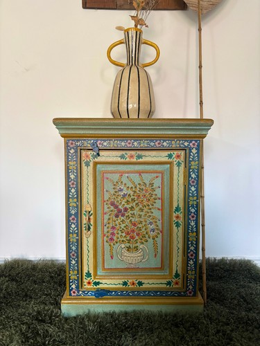 Ethnic Hand Painted Indian Boho Vintage Folk Bedside Table Cupboard ...