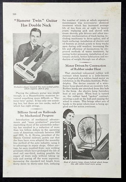 Gibson electric EH-150 1937 pictorial “Siamese Twin Guitar Has Double ...