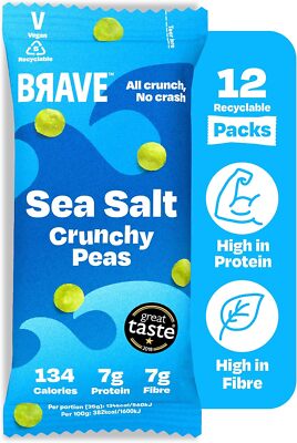 BRAVE Crunchy Peas: Sea Salt - Delicious Healthy Snacks - Vegan - High ...