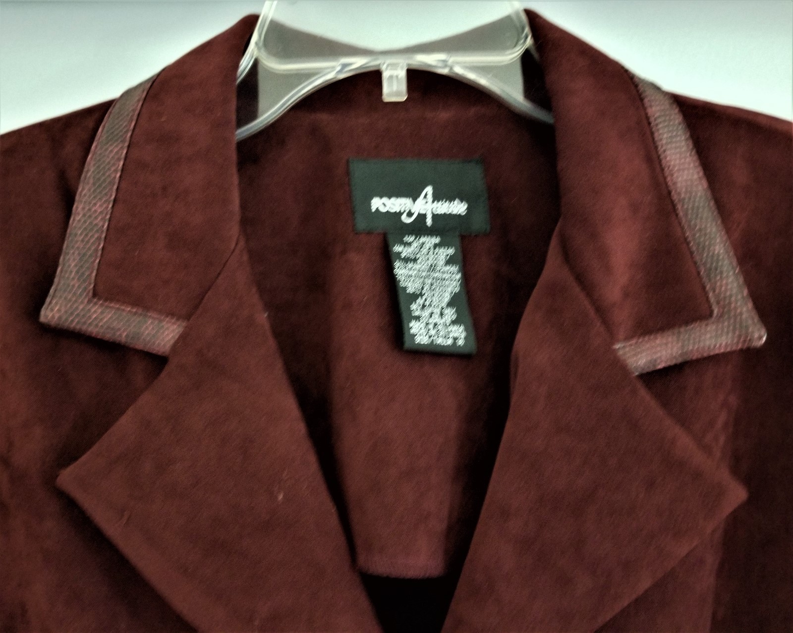 AUTH POSITIVE ATTITUDE SUEDE FINISH LONG-SLEEVE BLAZER NWOT BURGUNDY SZ ...