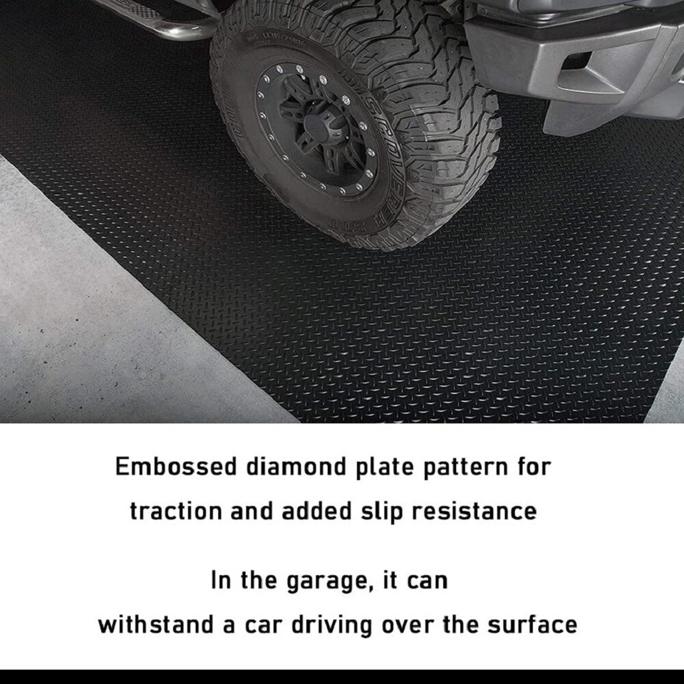 5x12ft Garage Floor Tile Floor Mat Non-Slip Diamond Roll Trailer ...