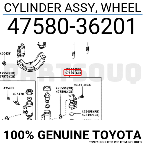 4758036201 Genuine Toyota CYLINDER ASSY, WHEEL 47580-36201 | eBay