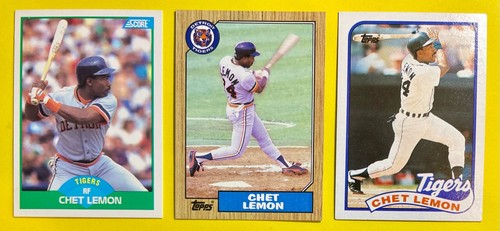 CHET LEMON, Detroit Tigers 3-card lot, 3x ALL-STAR, 1984 World Series ...