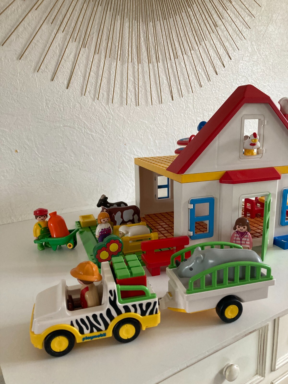 AV7⚜Jouet Maison Playmobil 123 Figurines Animaux De la Ferme + Avion et ...