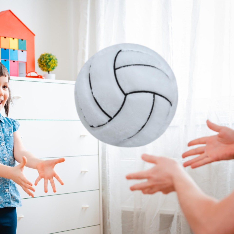 Volleyball Plush Pillow - Fluffy Stuffed Sports Toy Gift for Kids ...