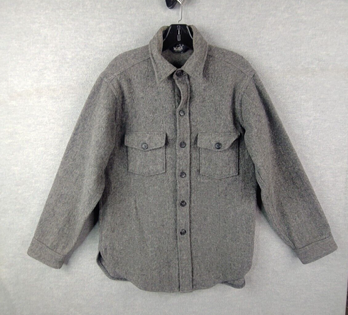 Woolrich Mens Jacket Medium Gray Wool Blend Mackinaw Shacket VTG 40s ...