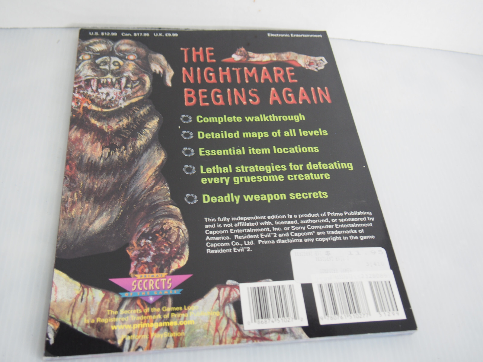 Resident Evil 2 : Unauthorized Game Secrets by Kip Ward (1998, Trade ...