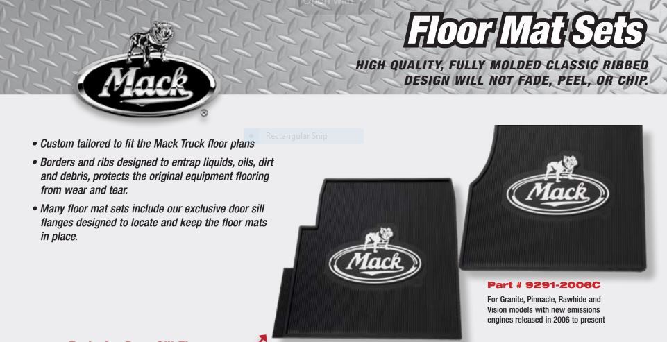 Mack Truck OEM Rubber Floor Mats/Logo - Granite Pinnacle Vision Rawhide ...