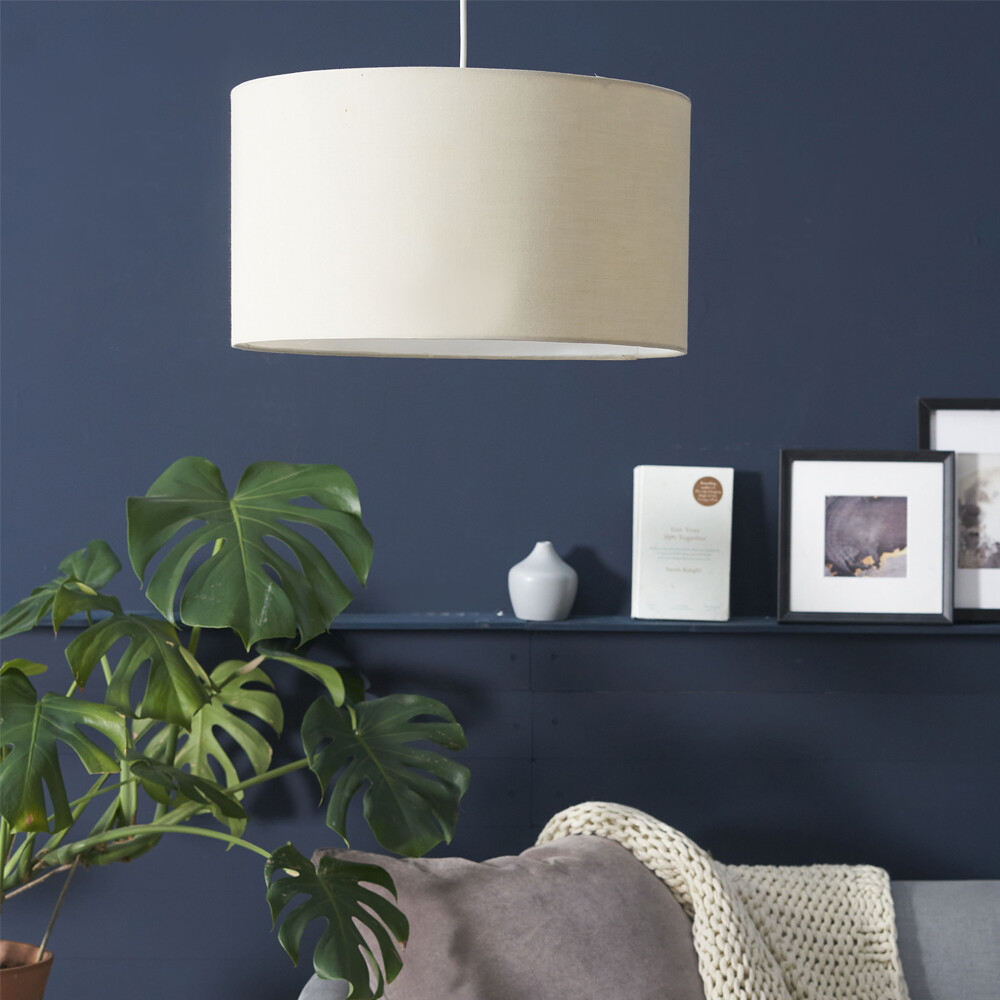Fabric Cylinder Easy Fit Ceiling Pendant Light Shade Lampshade Cotton ...