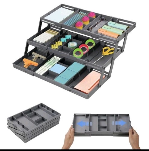 Smart Drawer Organizer Multi Level, Adjustable Folding Junk Drawer ...