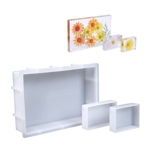 3 Pcs Rectangular Silicone Molds for Resin, Large Resin Mold Glossy ...