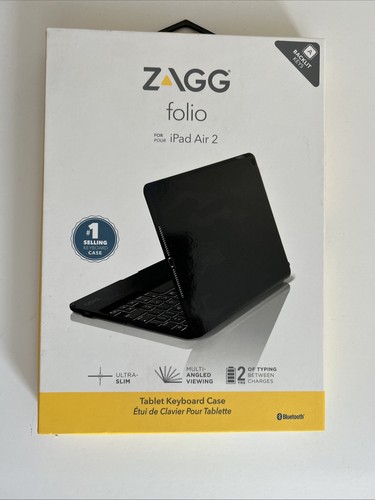Zagg Folio Wireless Keyboard Case for Apple iPad Air 2 Tablet Black ...