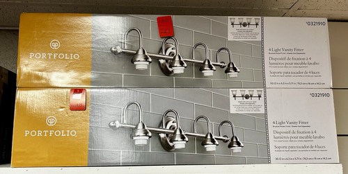 Portfolio 4-Light Vanity Bar Fitter (shades sold separately) Brushed ...