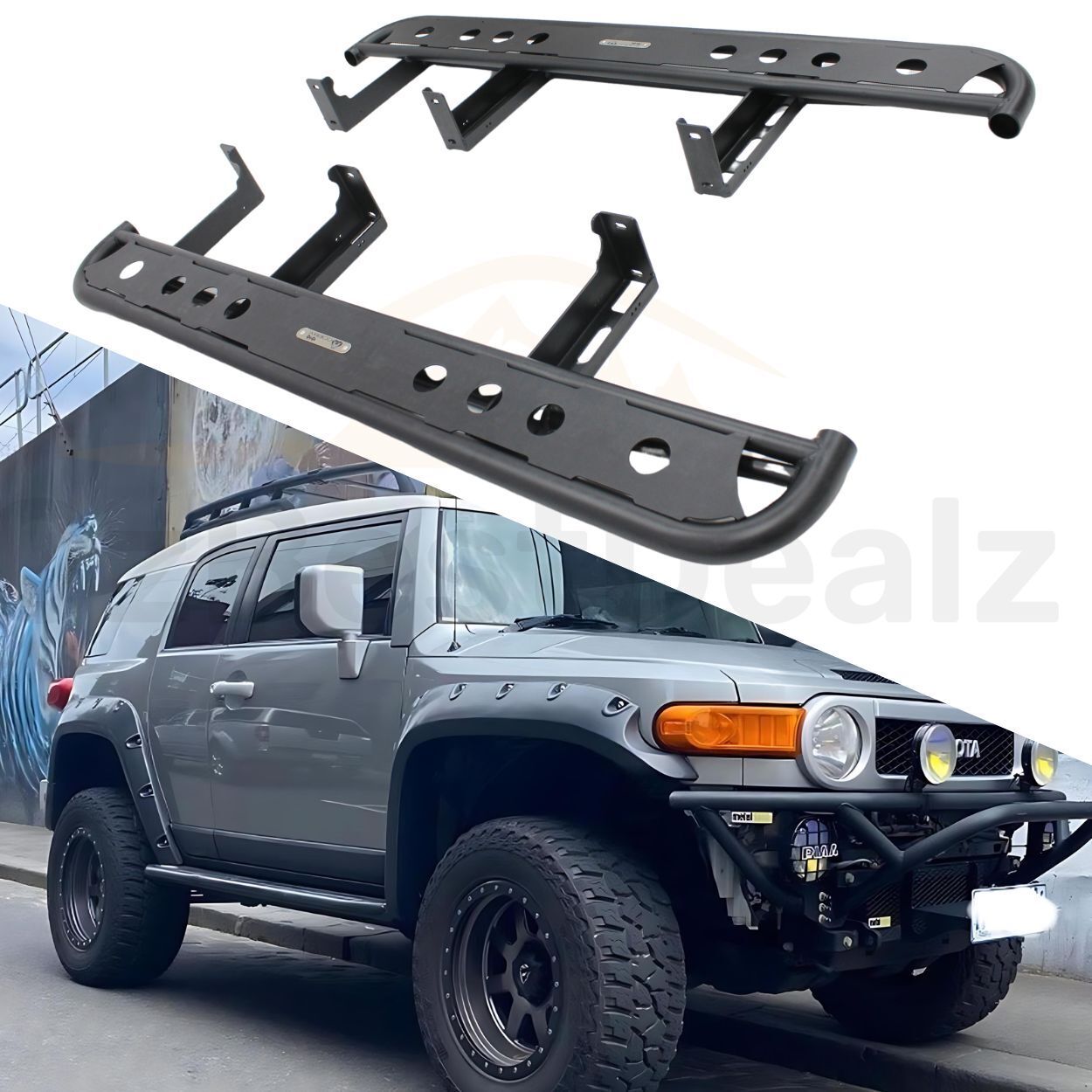 Heavy Duty Cobra 4x4 Rock Sliders Fits FJ CRUISER Side Steps Black ...