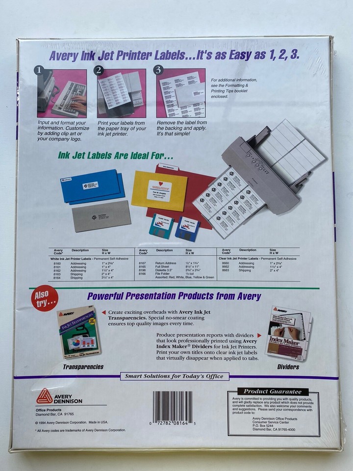 Avery Label 8164 3 1/3" x 4" Ink Jet Address Labels 150 72782081645| eBay