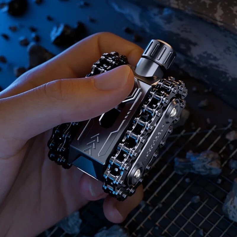 EDC Tank Roller Fidget Spinner Metal Ratchet Push Card Slider Fingertip ...