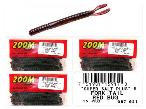 (3) Unopened Packs Bag Zoom Salt Plus 5" Fork Tail Red Bug 087-021 ...