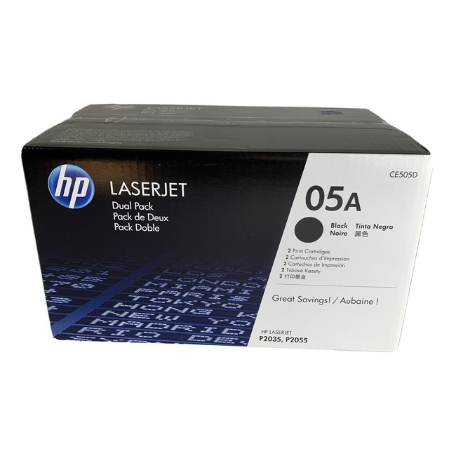 HP CE505D 05A LaserJet Black Toner Cartridge Dual Pack for sale online ...